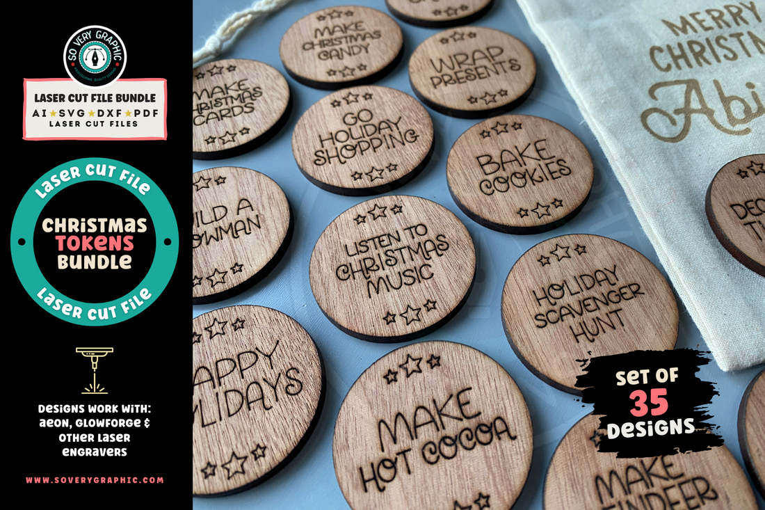 Ruond Christmas Tokens Laser Cut File Bundle for Laser Engravers – So ...