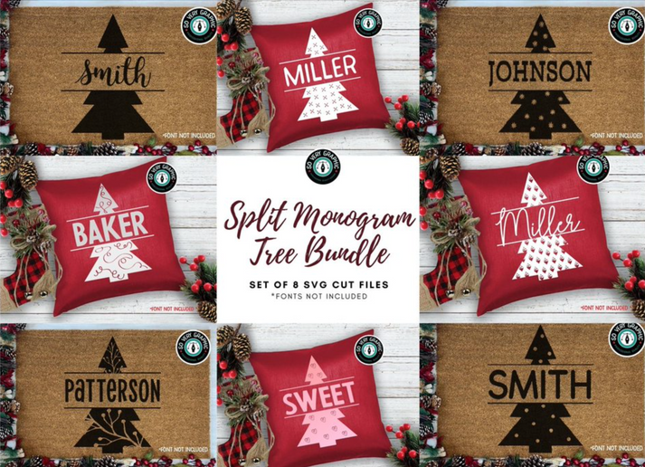 Christmas Split Monogram Tree SVG Design Bundle – So Very Graphic Designs